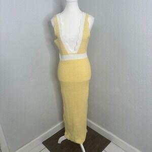 Fortunate One | Dresses | Fortunate One Yellow White Crochet Maxi Dress ...